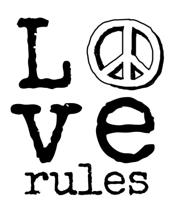 Love Rules Peace Sign Word Art Print - A Brush with the Past ...