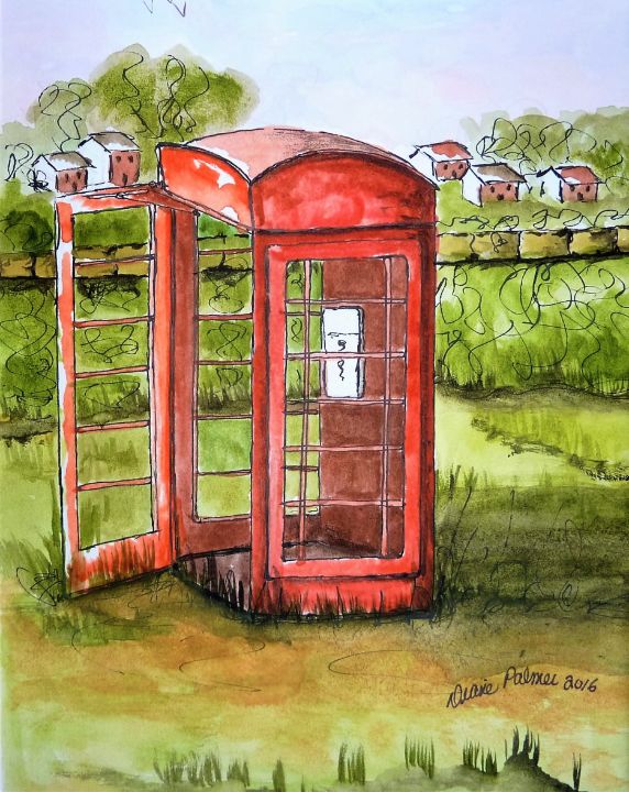 Old Red British Phone Booth Art - A Brush with the Past - Paintings ...