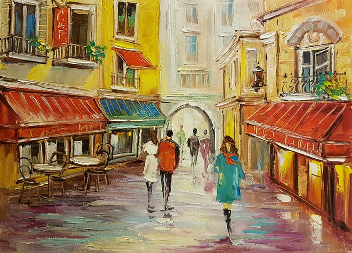 City promenade 30*40*1 cm - Anna Reznik Art - Paintings & Prints ...