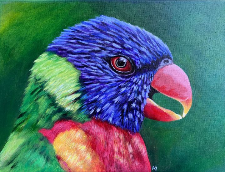 Parakeet-SOLD - Amy Valiante - Paintings & Prints, Animals, Birds ...