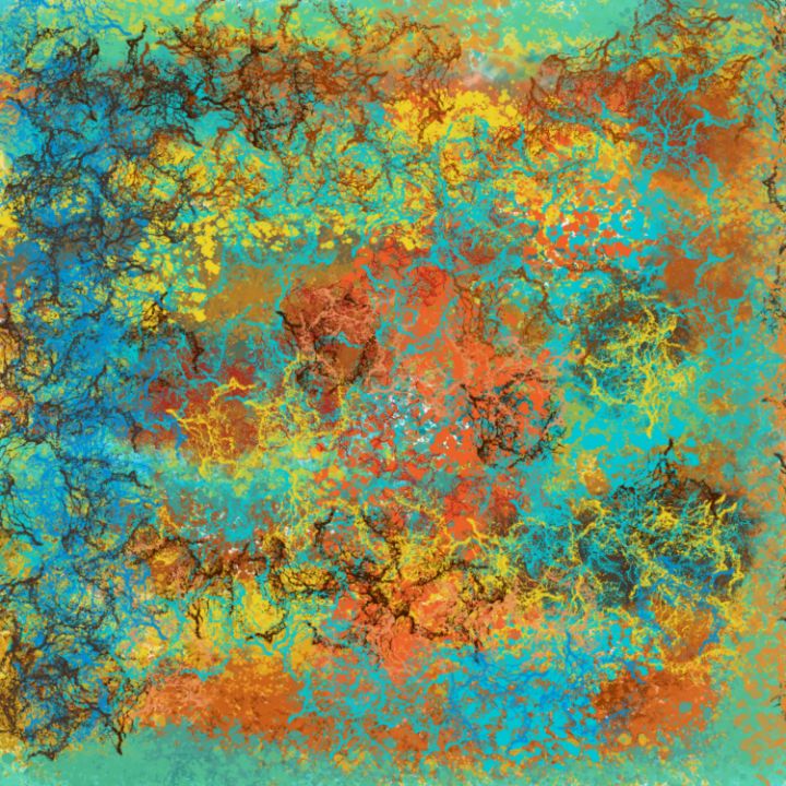 Turquoise, Copper, and Gold Textures - JHughes Works of Art - Paintings ...