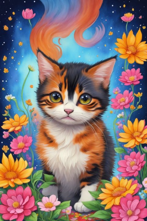A digital painting of a cat - Artmakr Store - Digital Art & AI, Animals ...