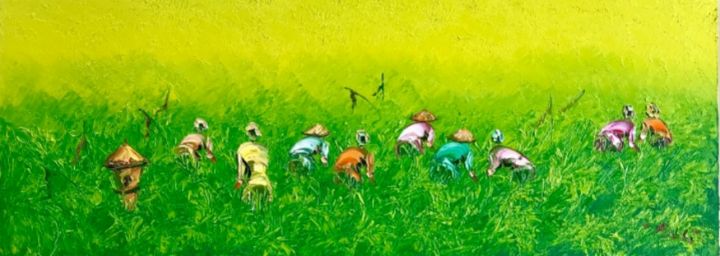 The Symphony of Rice Fields Painting - Oil and Canvas - Paintings ...
