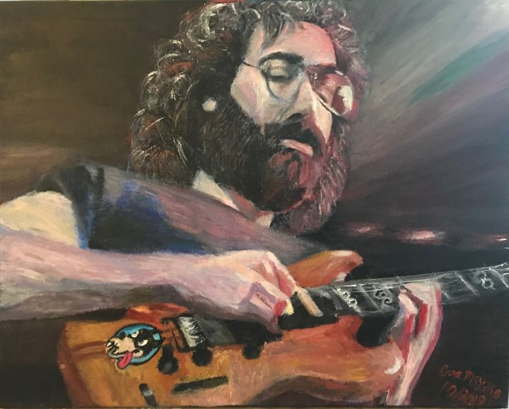 Jerry Garcia with Wolf Morning Dew - Gina Cousar - Paintings & Prints ...