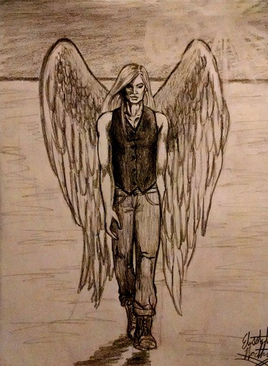 Male Dark Angel Pencil Drawings