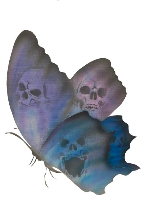 Airbrushed butterfly and skulls - Pitbullairbrushing - Paintings ...