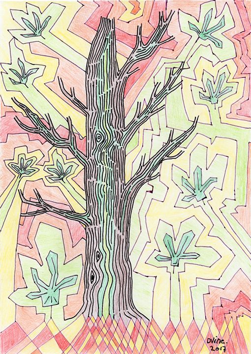 Psychedelics Kicking In Under A Tree - Darkvine Art - Drawings ...