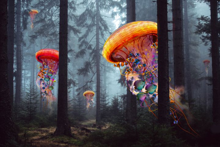 A visit to the Jellyfish Forest - The Art Of David Loblaw - Digital Art ...