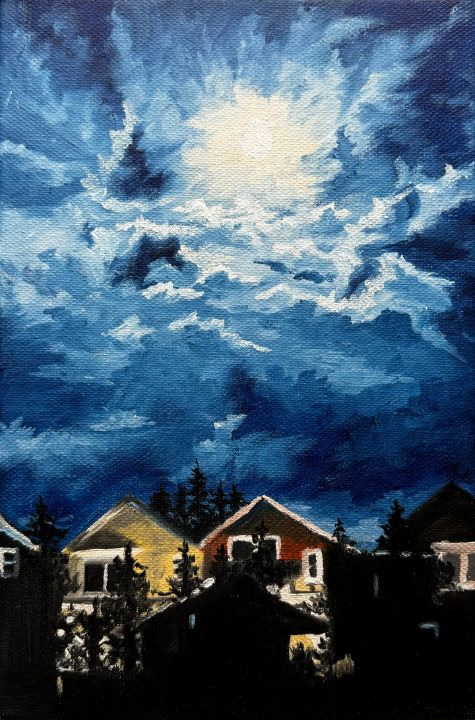 Moonlight - 7shi - Paintings & Prints, Landscapes & Nature, Skyscapes, Night Sky - ArtPal