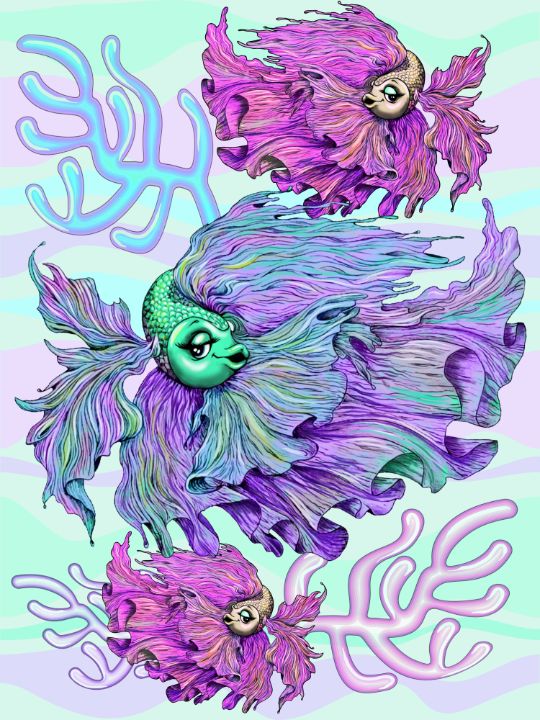 Angel Fish Fantasy Digital Art - BluedarkArt - Paintings & Prints ...