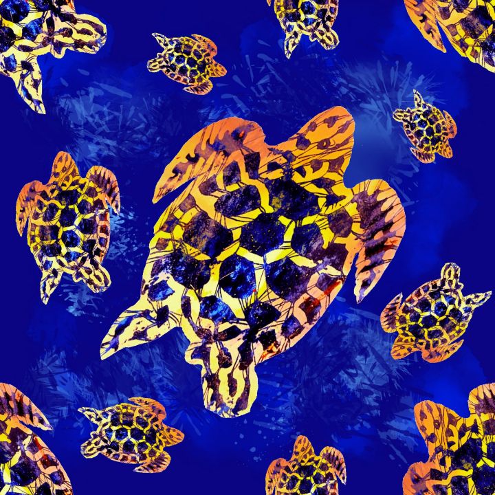 Sea Turtles Batik African Art - BluedarkArt - Paintings & Prints ...