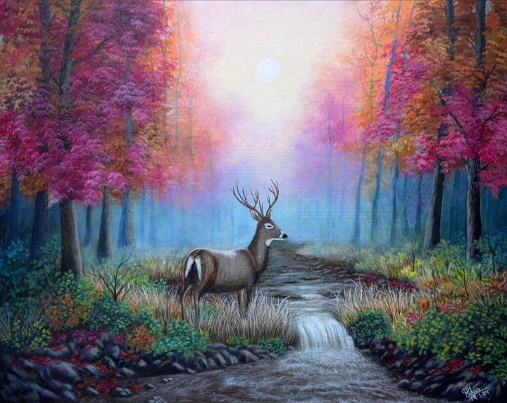 Deer in the autumn forest - Peu art gallery - Paintings & Prints ...