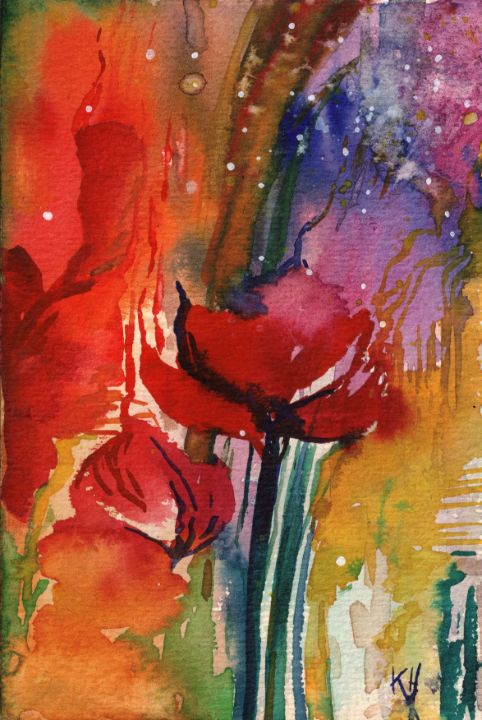 Red abstract flower - KabArt - Paintings & Prints, Abstract, Landscape ...