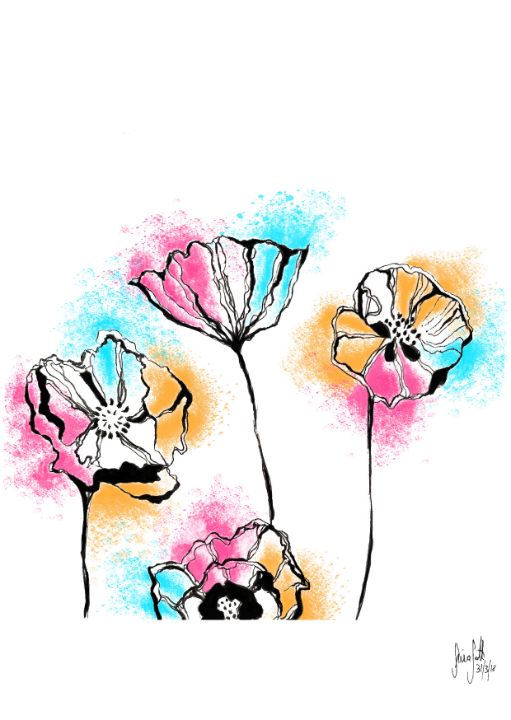 Flowers with colours - Sina Scott Design - Drawings & Illustration ...