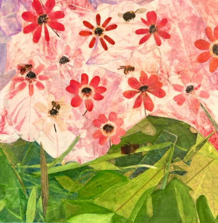 Bees in Paradise - Victoria Blewer - Crafts & Other Art, Collages - ArtPal