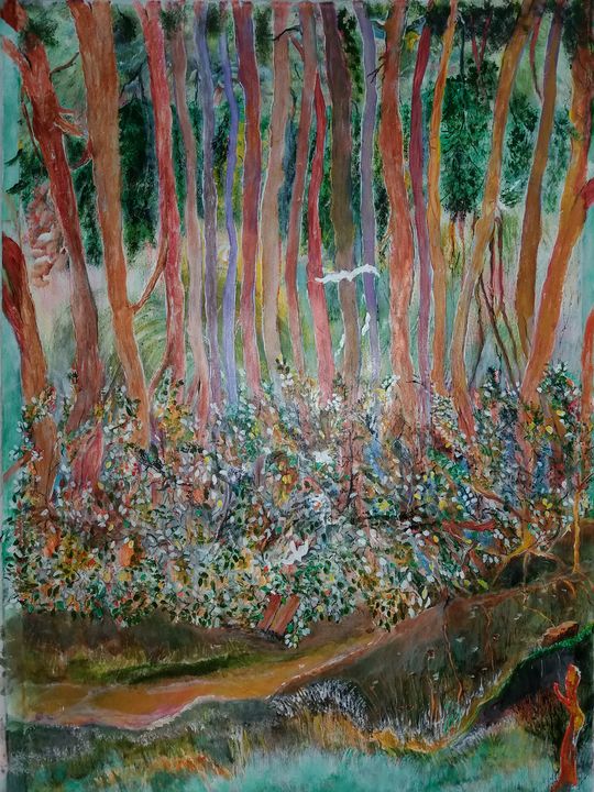 Flora in the forest - Raja 's fine art - Paintings & Prints, Landscapes ...