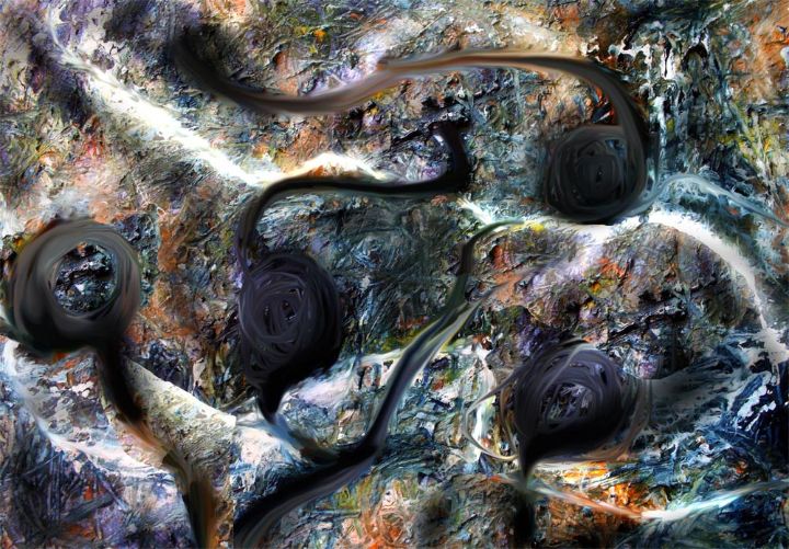 Melting figures in space - Narayanan - Paintings & Prints, Abstract ...