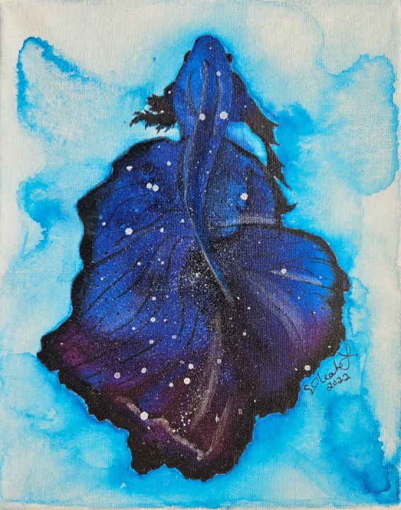 Blue beta in ink - ILeah - Paintings & Prints, Animals, Birds, & Fish ...