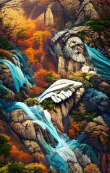 Waterfall Face Rock - My Brand Stuff - Digital Art & AI, Landscapes ...