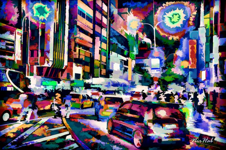 COLORFUL BUSY STREET BY NIGHT - Nirhab Photo Art - Digital Art & AI ...