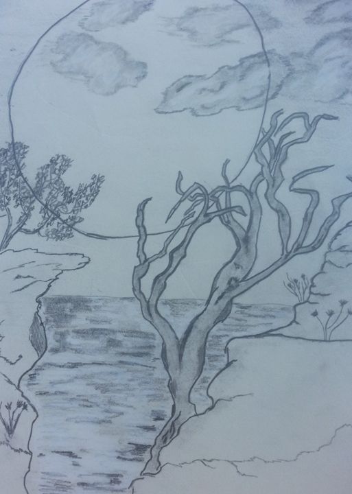 Tree on the cliff - Crazy tree sketches - Drawings & Illustration ...
