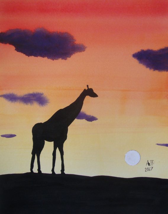 Lone Giraffe at Twilight - Falcon Peak Gallery - Paintings & Prints ...