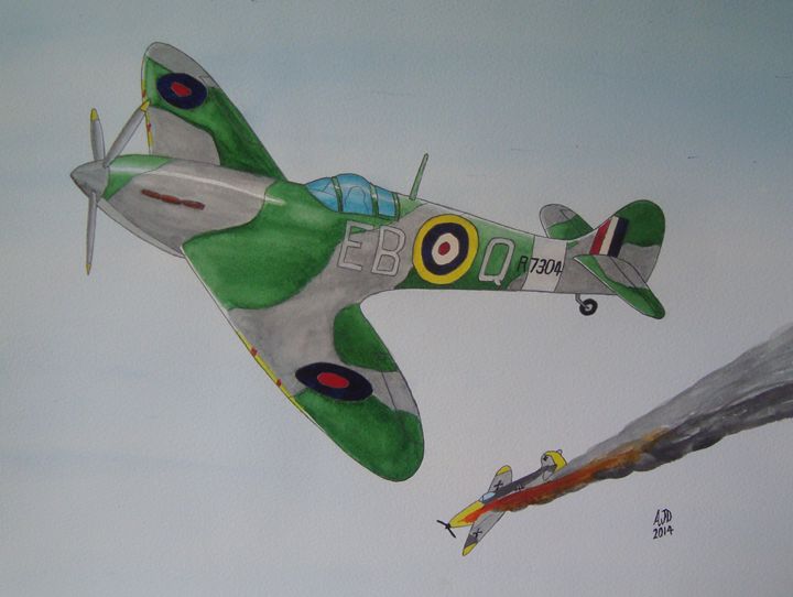 Spitfire vs Bf 109 - Falcon Peak Gallery - Paintings & Prints, Vehicles ...