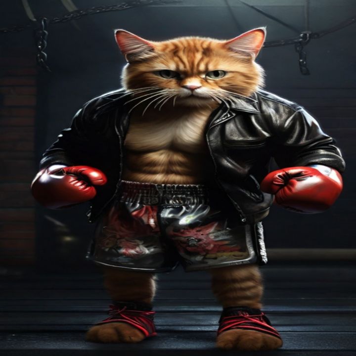 Boxing Champ Cat - Lucas Art - Digital Art & AI, Animals, Birds, & Fish ...