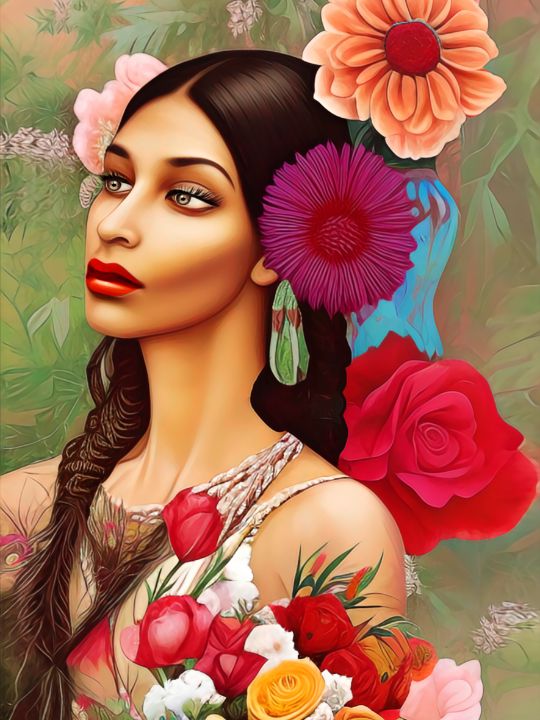 Native American Woman One - Kamoufleur - Digital Art & AI, People ...