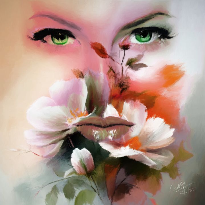 Eyes behind the flowers - Gull G - Paintings & Prints, Abstract, Other ...