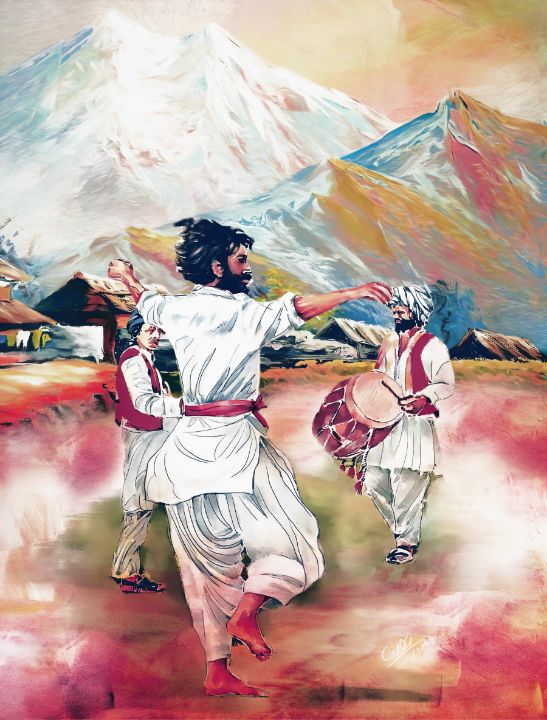 Pushtu Cultural dance attan - Gull G - Paintings & Prints, Abstract ...