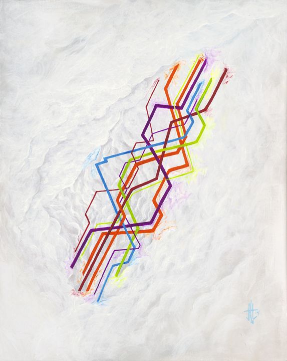 Struck by Neon Lightning - Jo Shmo Art - Paintings & Prints, Abstract ...