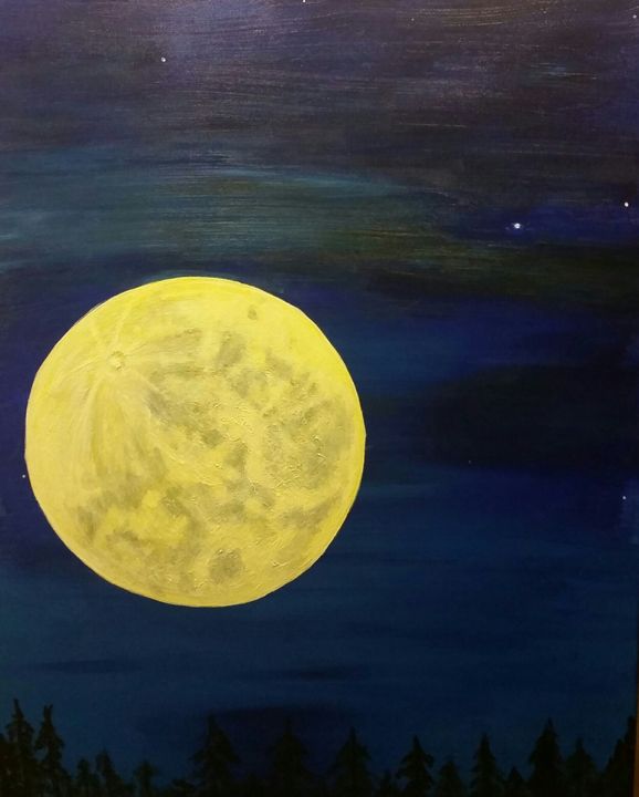 Full moon - Artfever - Paintings & Prints, Astronomy & Space, Moon - ArtPal