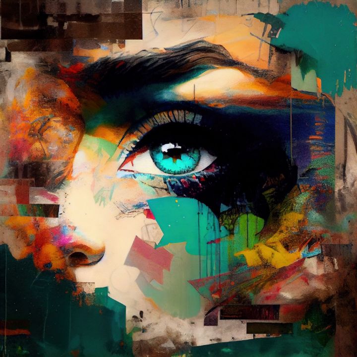 Eye collage painting - Infinite Shoreline - Paintings & Prints ...