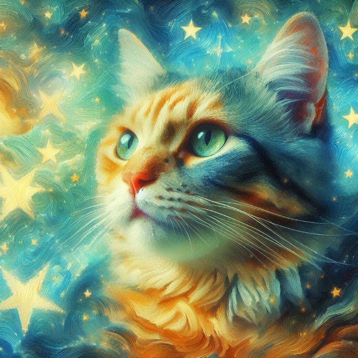 The Star Cat - Feline Universe - Paintings & Prints, Animals, Birds ...