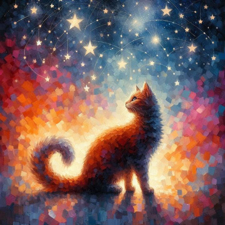 The Star Cat - Feline Universe - Paintings & Prints, Animals, Birds ...