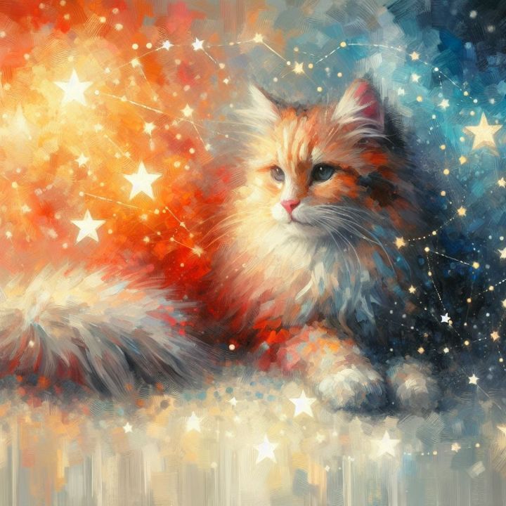 The Star Cat - Feline Universe - Paintings & Prints, Animals, Birds ...