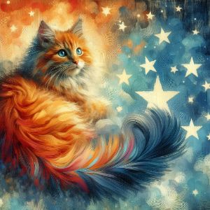 The Star Cat - Feline Universe - Paintings & Prints, Animals, Birds ...