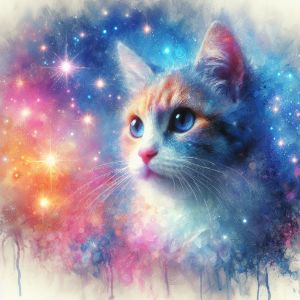 The Star Cat - Feline Universe - Paintings & Prints, Animals, Birds ...