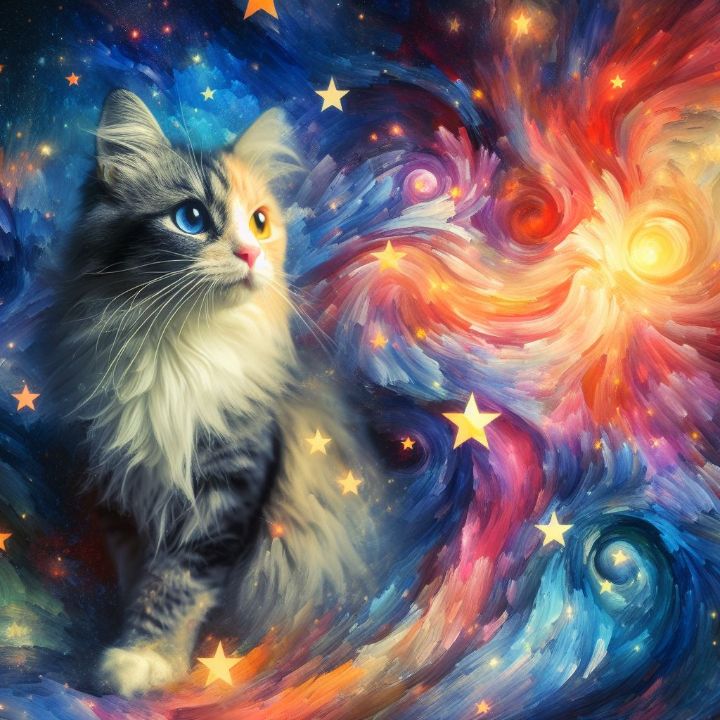 The Star Cat - Feline Universe - Paintings & Prints, Animals, Birds ...