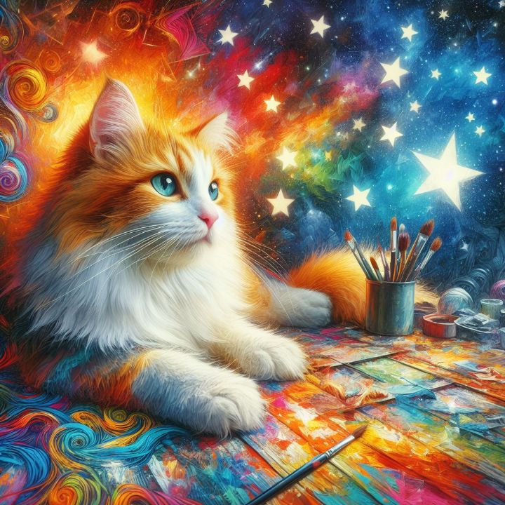 The Star Cat - Feline Universe - Paintings & Prints, Animals, Birds ...