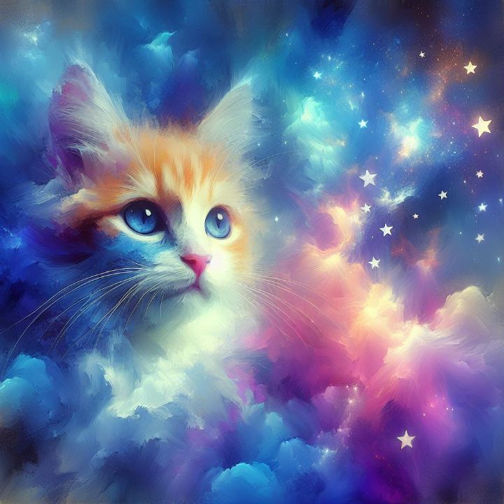 The Star Cat - Feline Universe - Paintings & Prints, Animals, Birds ...