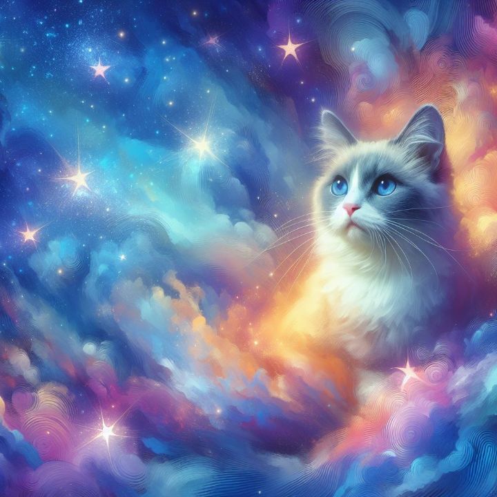 The Star Cat - Feline Universe - Paintings & Prints, Animals, Birds ...