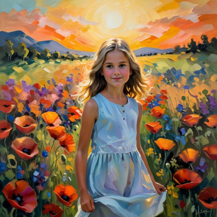 Girl in Poppy Field - MARY SNYDER FINE ART - Digital Art & AI ...
