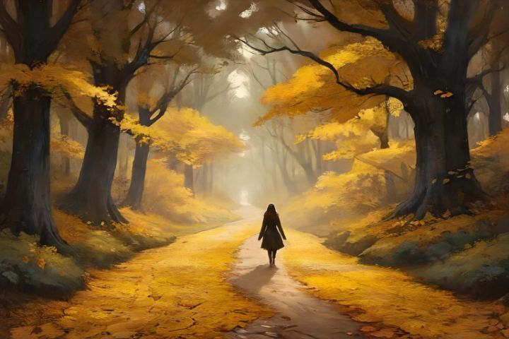 Autumn's Solitary Walk - Waynn D - Paintings & Prints, Landscapes ...