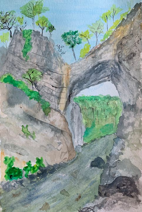 Natural Bridge in Early Spring - Andy's Art - Paintings & Prints ...
