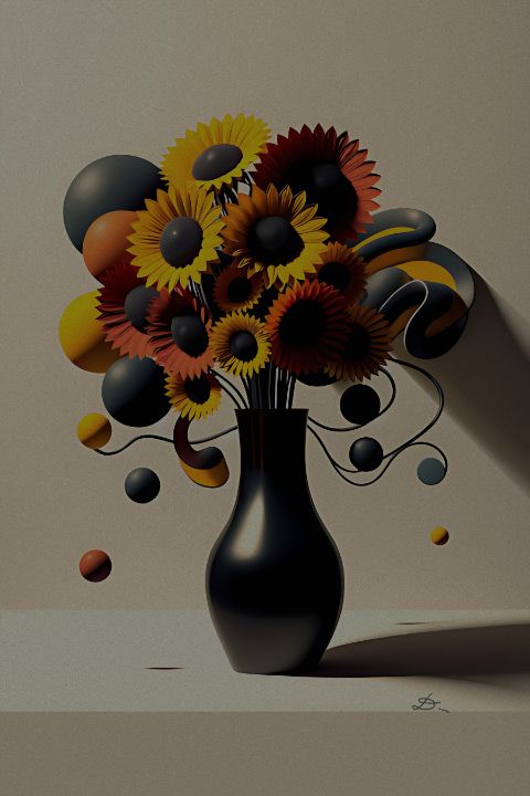 "Futuristic Sunflowers" - Luka Art Studio - Digital Art & AI, Abstract ...