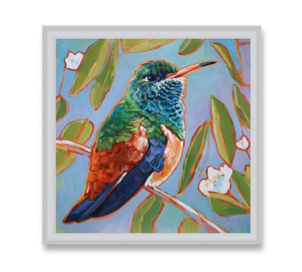 EMERALD HUMMIE 8x8 white fr. print - MARNA SCHINDLER - Paintings ...