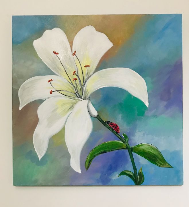 White lily - Tanku Art Gallery - Paintings & Prints, Flowers, Plants, & Trees, Flowers, Flowers ...