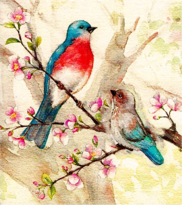 Birds of Spring - WheelerIllustration - Paintings & Prints, Animals ...